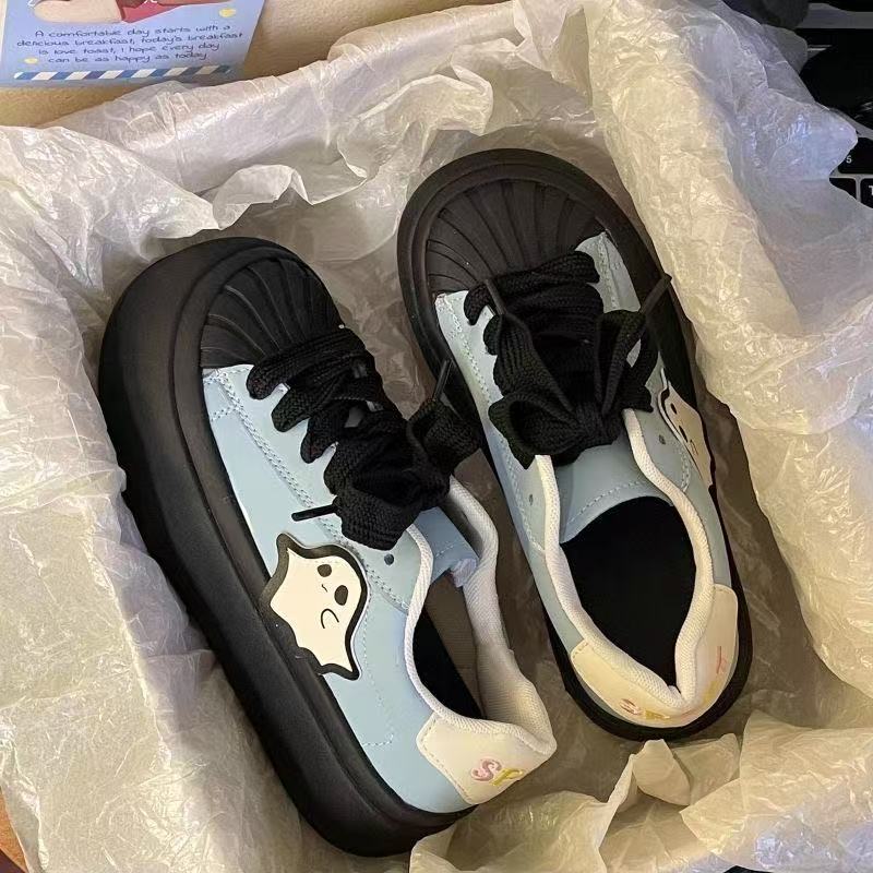 Cute Ghost Platform Sneakers – Chunky Sole Cartoon Shoes - KORKS BD