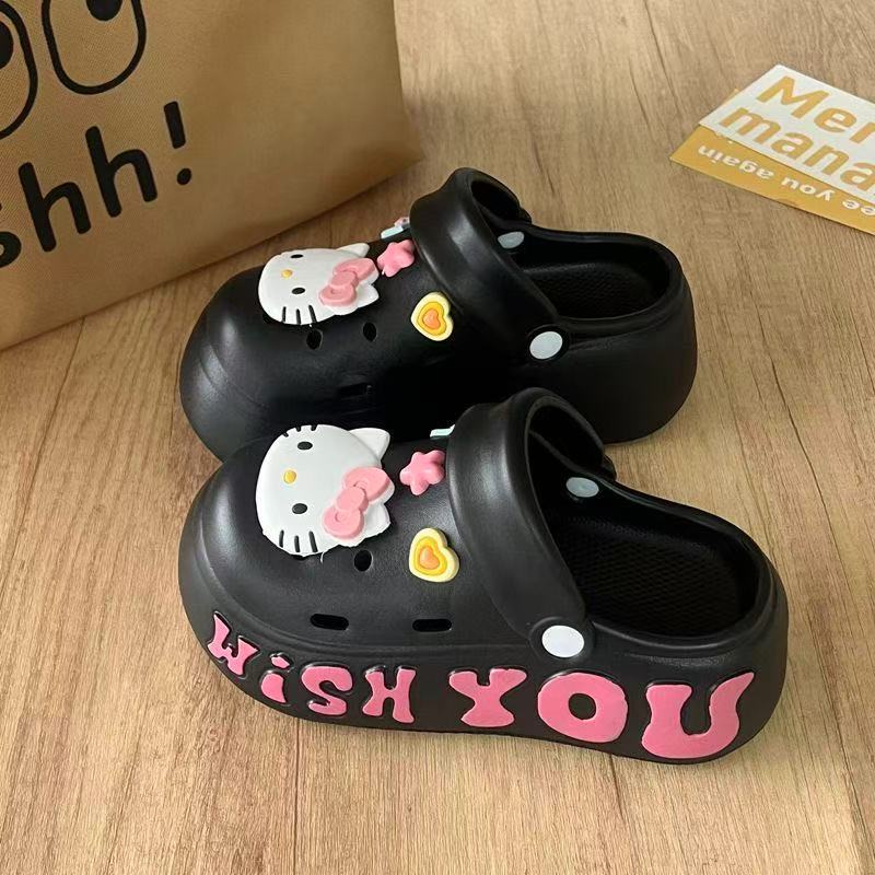 Cute Charm Platform Clogs – Black Decorative Statement Clogs - KORKS BD